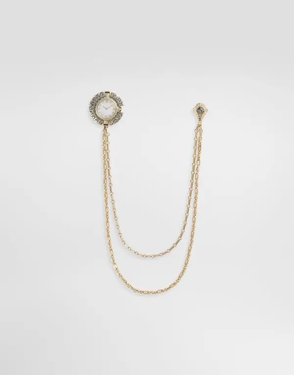Dolce & Gabbana Watch Brooch With Rhinestones