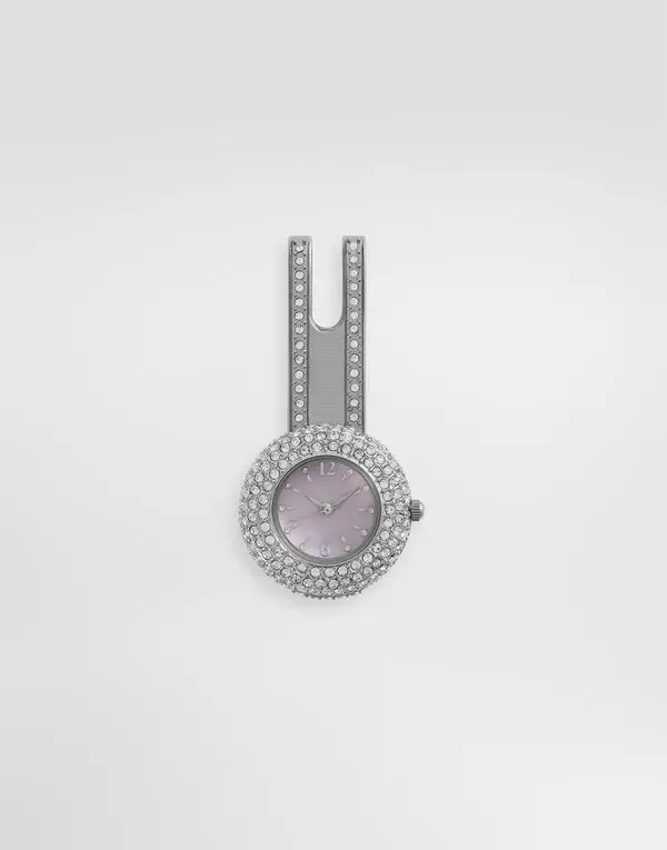 Dolce & Gabbana Watch Brooch With Rhinestones