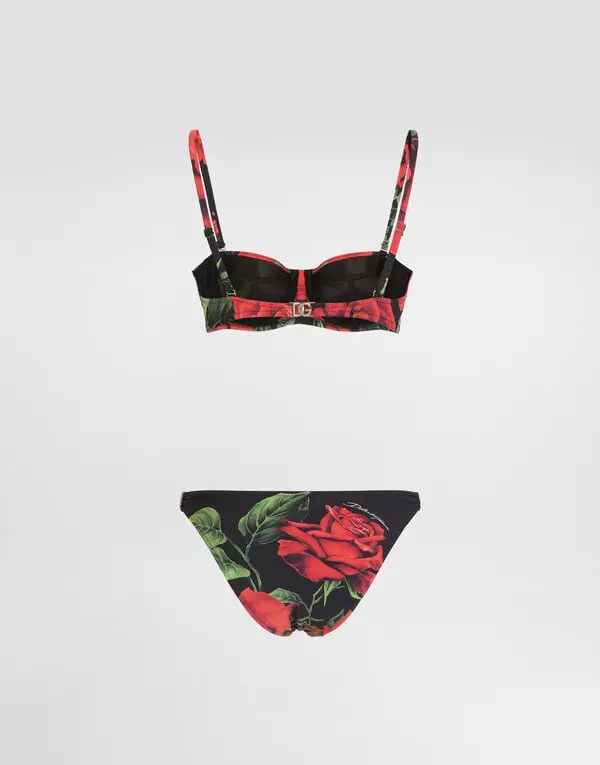 Dolce & Gabbana Rose-print Balconette Bikini - Multicolor