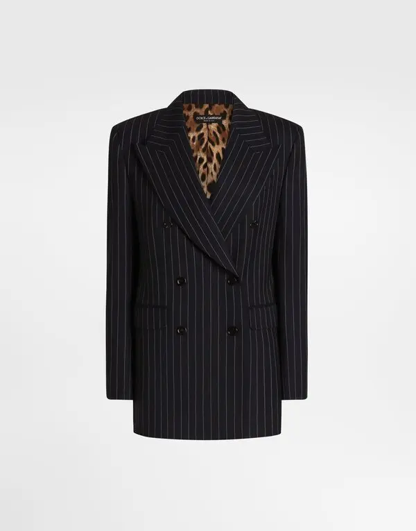 Dolce & Gabbana Linda Double-breasted Jacket In Pinstripe Wool
