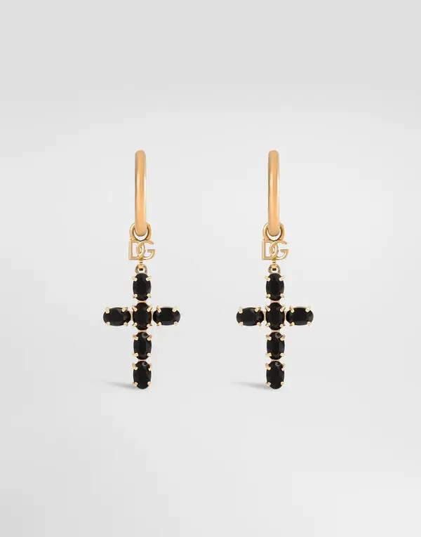 Dolce & Gabbana Earrings With Crystal Rhinestone Crosses - Multicolor