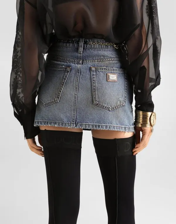 Dolce & Gabbana Denim Miniskirt With Embroidery
