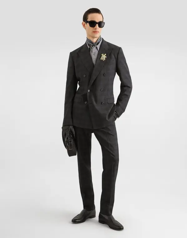 Dolce & Gabbana Martini Light Double-breasted Suit In Glen Plaid