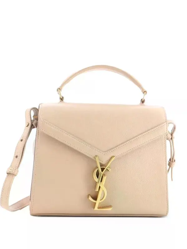 Saint Laurent Cassandra Top Handle Bag Leather Mini Shoulder Bag - Neutrals