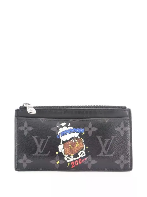 LOUIS VUITTON Coin Limited Edition Comic Trunk Printed Monogram Eclipse Canvas Card Holder - Black