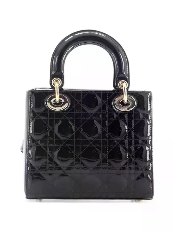 Dior Lady Bag Cannage Quilt Patent Small Satchel