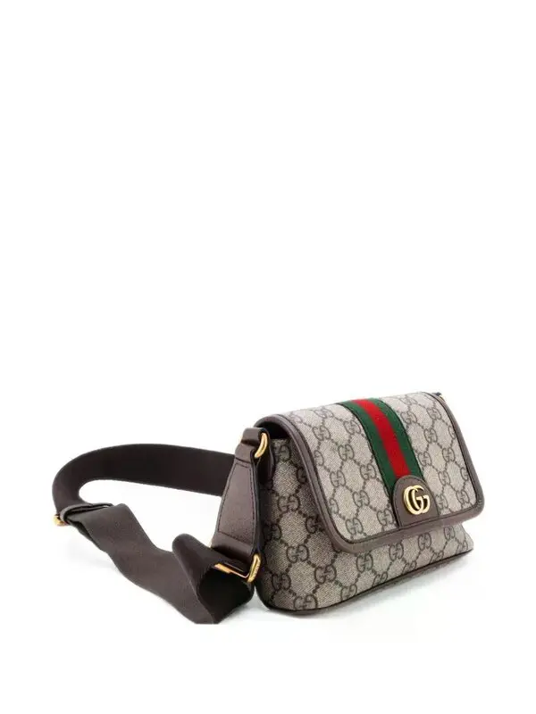 Gucci Ophidia Flap Shoulder Bag Gg Coated Canvas Mini Crossbody Bag