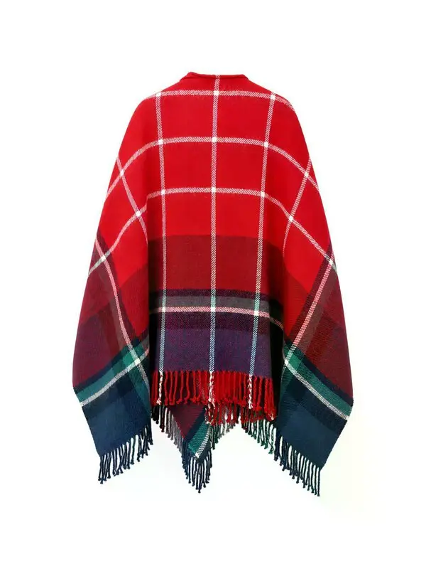 BENETTON Check-pattern Fringed Cape