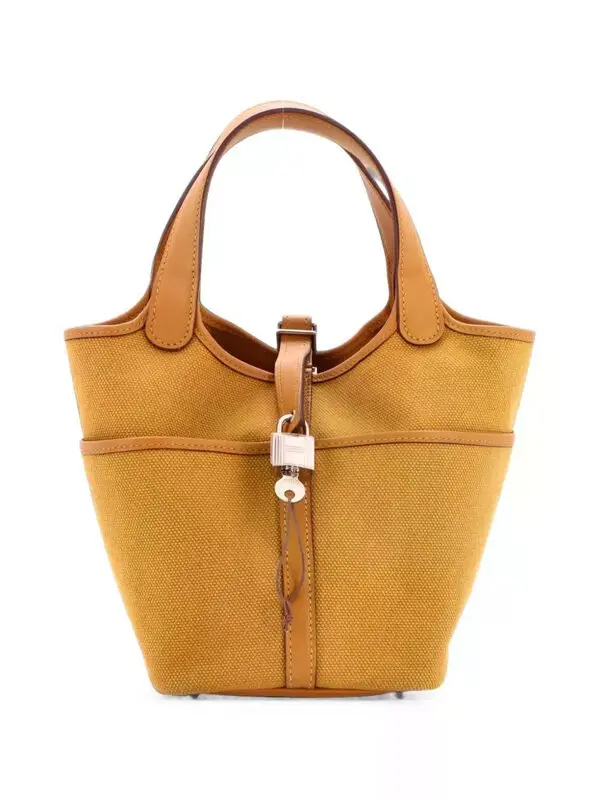 Hermès Cargo Picotin Lock Bag Canvas And Swift Pm Bucket Bag - Brown