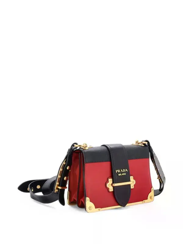 Prada Cahier Leather And Saffiano Leather Small Crossbody Bag