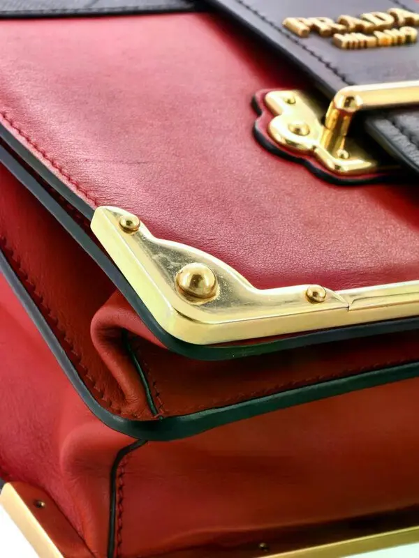 Prada Cahier Leather And Saffiano Leather Small Crossbody Bag