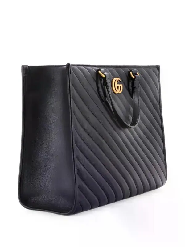 Gucci Gg Marmont Shopping Diagonal Quilted Leather Medium Tote Bag