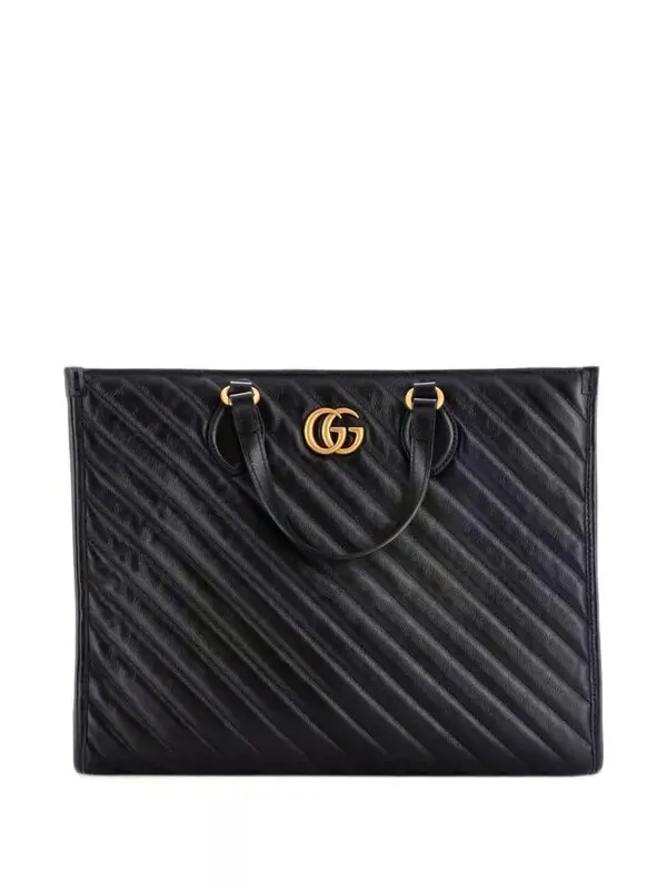 Gucci Gg Marmont Shopping Diagonal Quilted Leather Medium Tote Bag