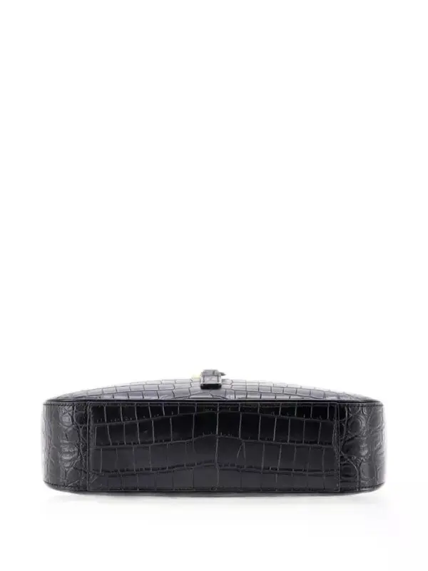 Saint Laurent Le 5 A 7 Crocodile Embossed Leather Small Hobo Bag