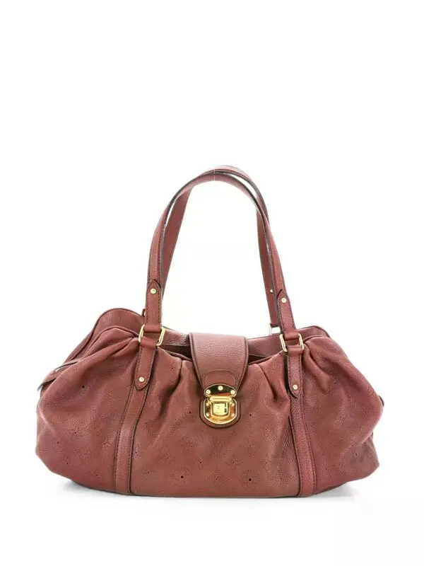 LOUIS VUITTON Lunar Handbag Mahina Leather Pm Satchel - Brown