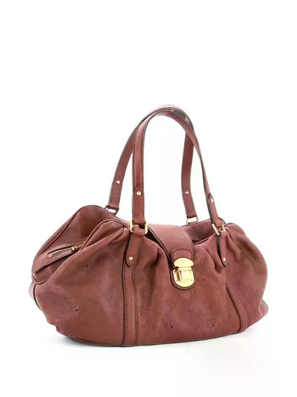LOUIS VUITTON Lunar Handbag Mahina Leather Pm Satchel - Brown