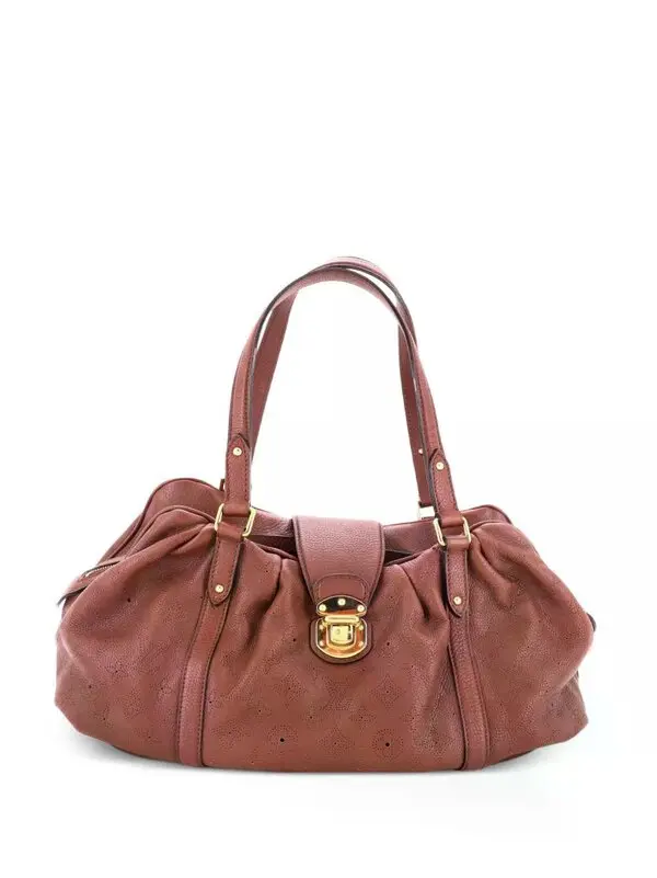 LOUIS VUITTON Lunar Handbag Mahina Leather Pm Satchel - Brown