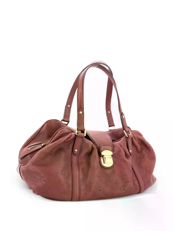 LOUIS VUITTON Lunar Handbag Mahina Leather Pm Satchel - Brown