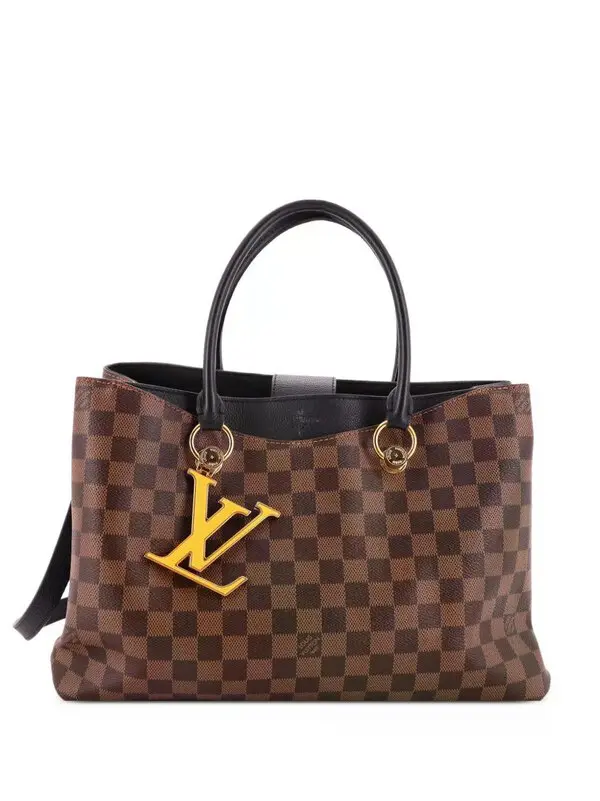 LOUIS VUITTON Riverside Handbag Damier With Leather Tote Bag