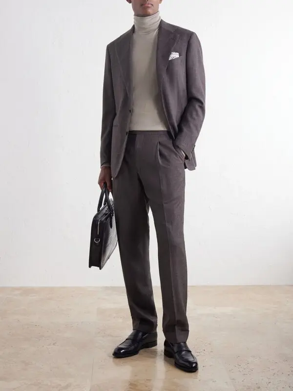Zegna Cashmere And Silk-blend Turtleneck Sweater - Brown