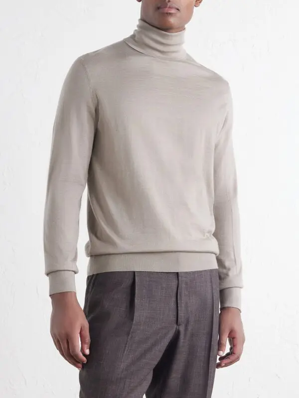 Zegna Cashmere And Silk-blend Turtleneck Sweater - Brown