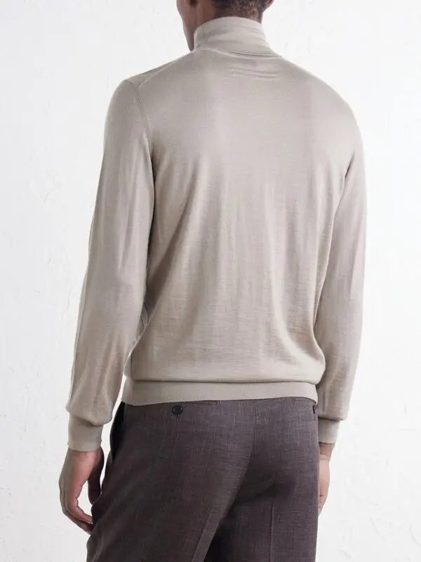 Zegna Cashmere And Silk-blend Turtleneck Sweater - Brown