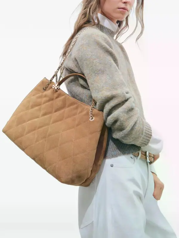Tory Burch Fleming Suede Carryall Bag - Brown