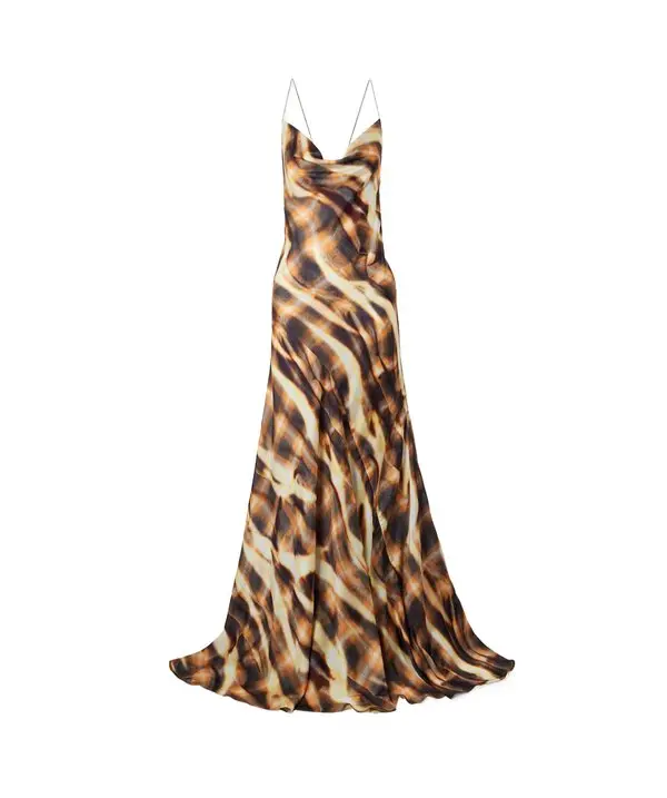 Y/project Asymmetric Draped Printed Satin Maxi Dress