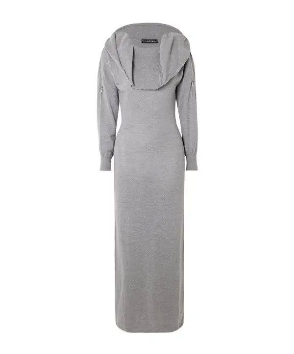 Y/project Hooded Zip-detailed Merino Wool Maxi Dress