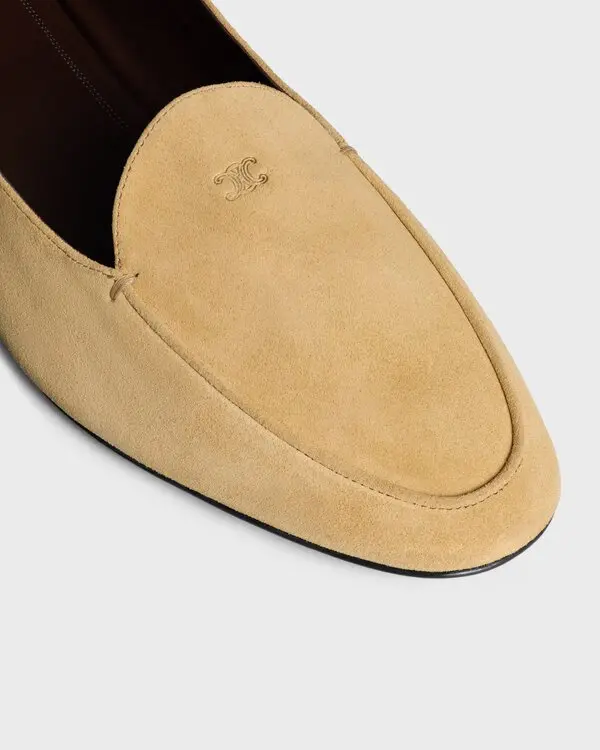 Celine Aura Slipper In Suede - Stone Beige