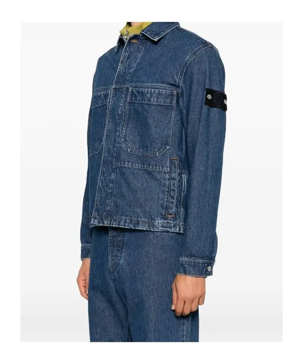 Stone Island Biker Jacket - Indigo