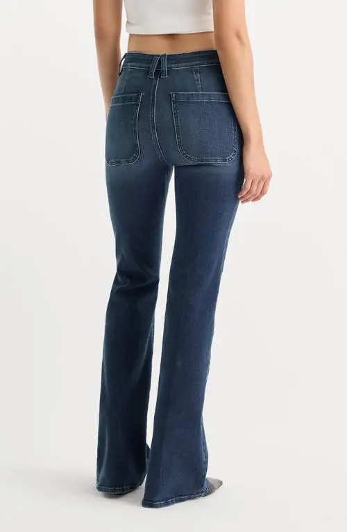 Good American Good Petite High Waist Patch Pocket Flare Jeans