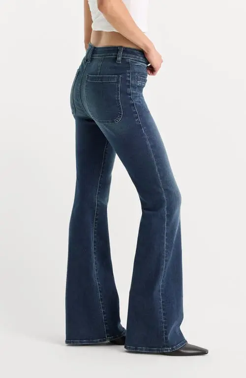 Good American Good Petite High Waist Patch Pocket Flare Jeans