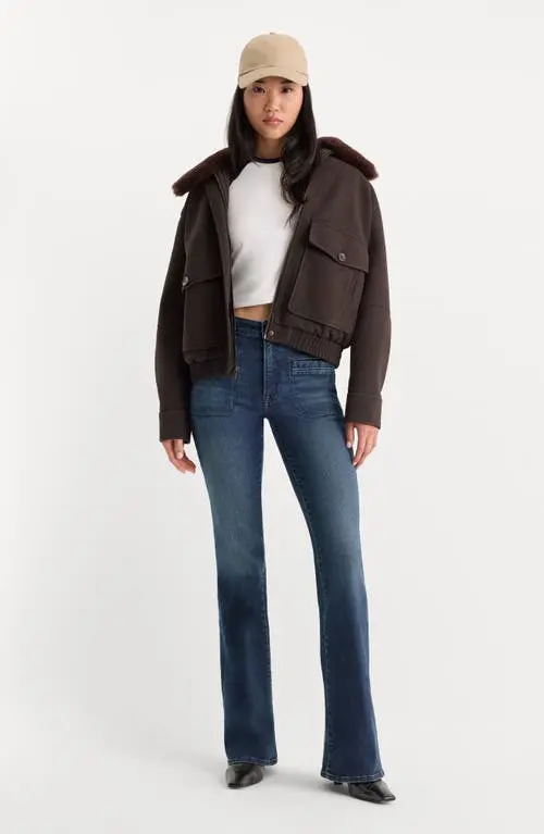 Good American Good Petite High Waist Patch Pocket Flare Jeans