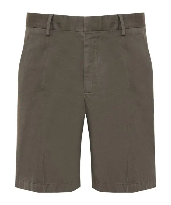 Zegna Belt-loops Linen Chino Shorts - White Solid