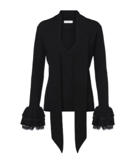 Nina Ricci Lace-trimmed Wool-blend Knit Top