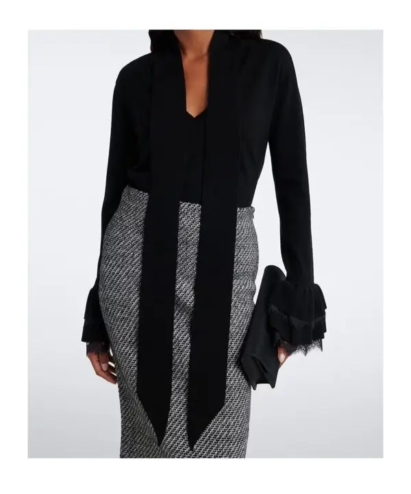 Nina Ricci Lace-trimmed Wool-blend Knit Top