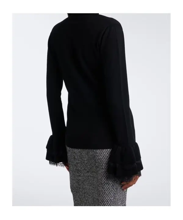 Nina Ricci Lace-trimmed Wool-blend Knit Top