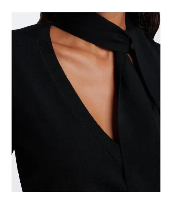 Nina Ricci Lace-trimmed Wool-blend Knit Top