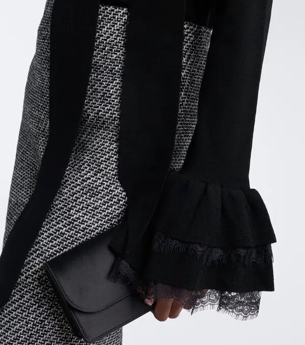 Nina Ricci Lace-trimmed Wool-blend Knit Top