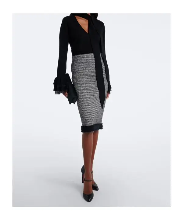 Nina Ricci Lace-trimmed Wool-blend Knit Top