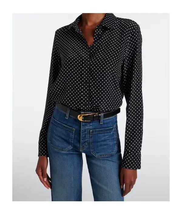 NILI LOTAN Gana Polka-dot Silk Shirt