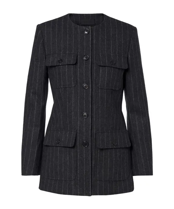 NILI LOTAN Jenette Striped Virgin Wool Jacket