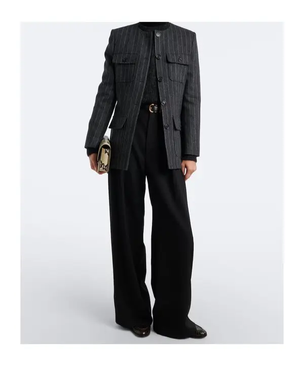 NILI LOTAN Jenette Striped Virgin Wool Jacket