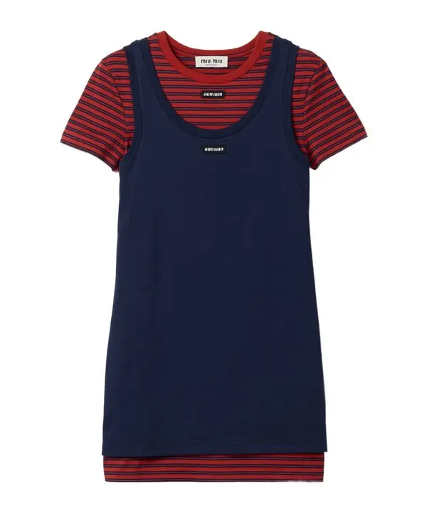 Miu Miu Jersey Dress - Ruby/blue