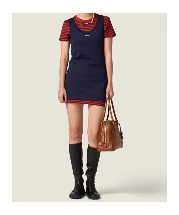 Miu Miu Jersey Dress - Ruby/blue