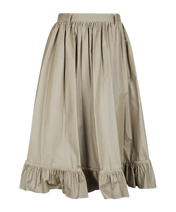 MAISON MARGIELA Elasticated Waistband Ruffled Skirt - Mud Green