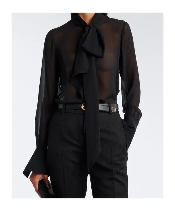 Nina Ricci Long-sleeve Silk Chiffon Blouse