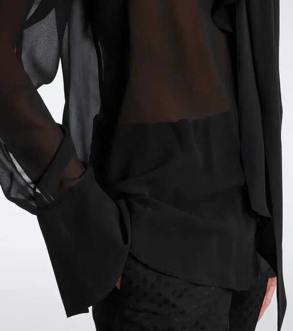 Nina Ricci Long-sleeve Silk Chiffon Blouse