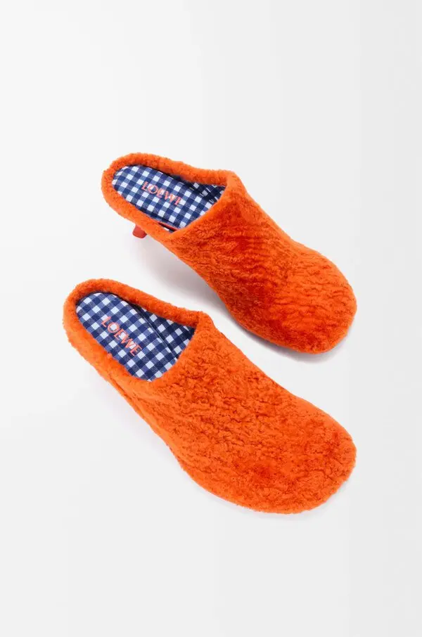 Loewe Mules Dive En Peau Lainée - Deep Saffron